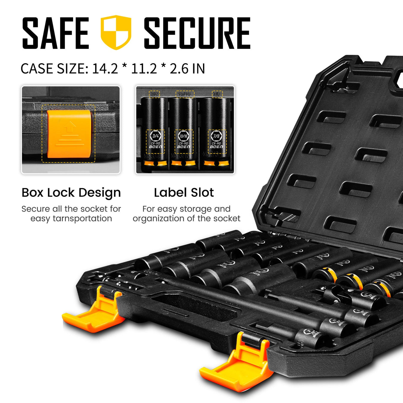 BOEN Pro 20-Piece 1/2" Drive Deep Impact SAE Socket Set