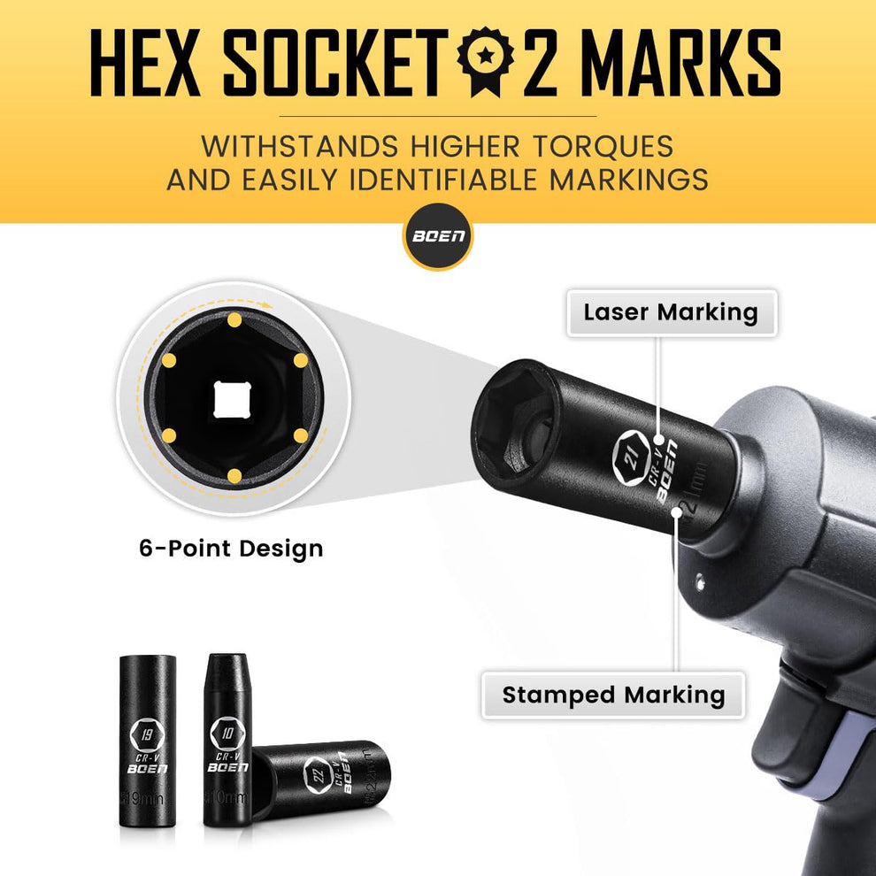 BOENTools 1/2" Drive Impact Socket Set